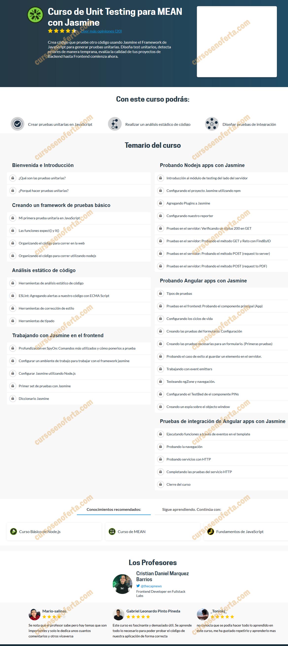 Curso de Unit Testing para MEAN con Jasmine - cursosenoferta.com Curso de Unit Testing para MEAN con Jasmine - cursosenoferta.com